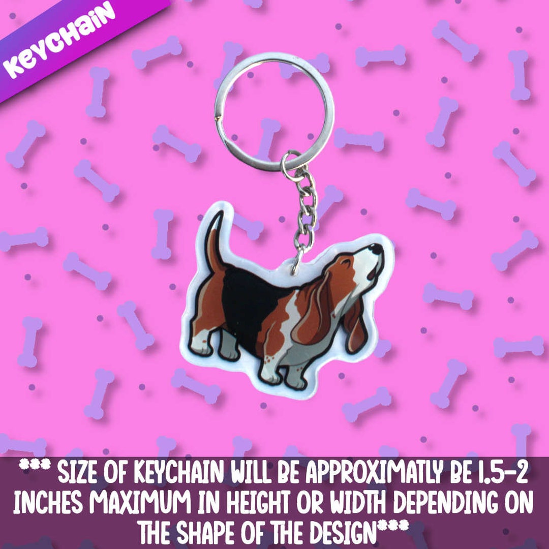 Cute Howling Basset Hound. Adorable Sassy Keychains to Hang on Your ...
