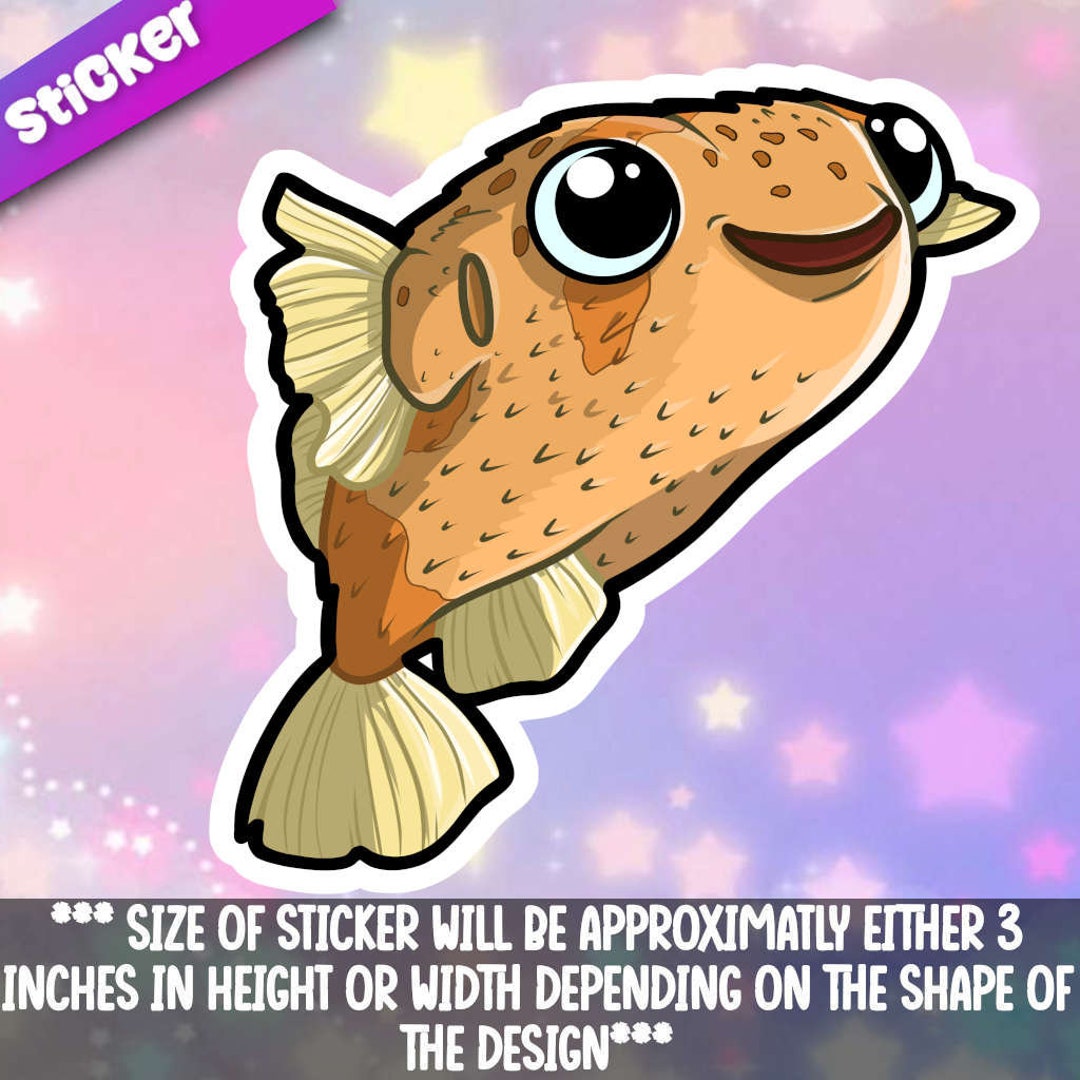 Pufferfish Sticker-for Laptop, Planner, Phone Case, Journal + by Mega ...