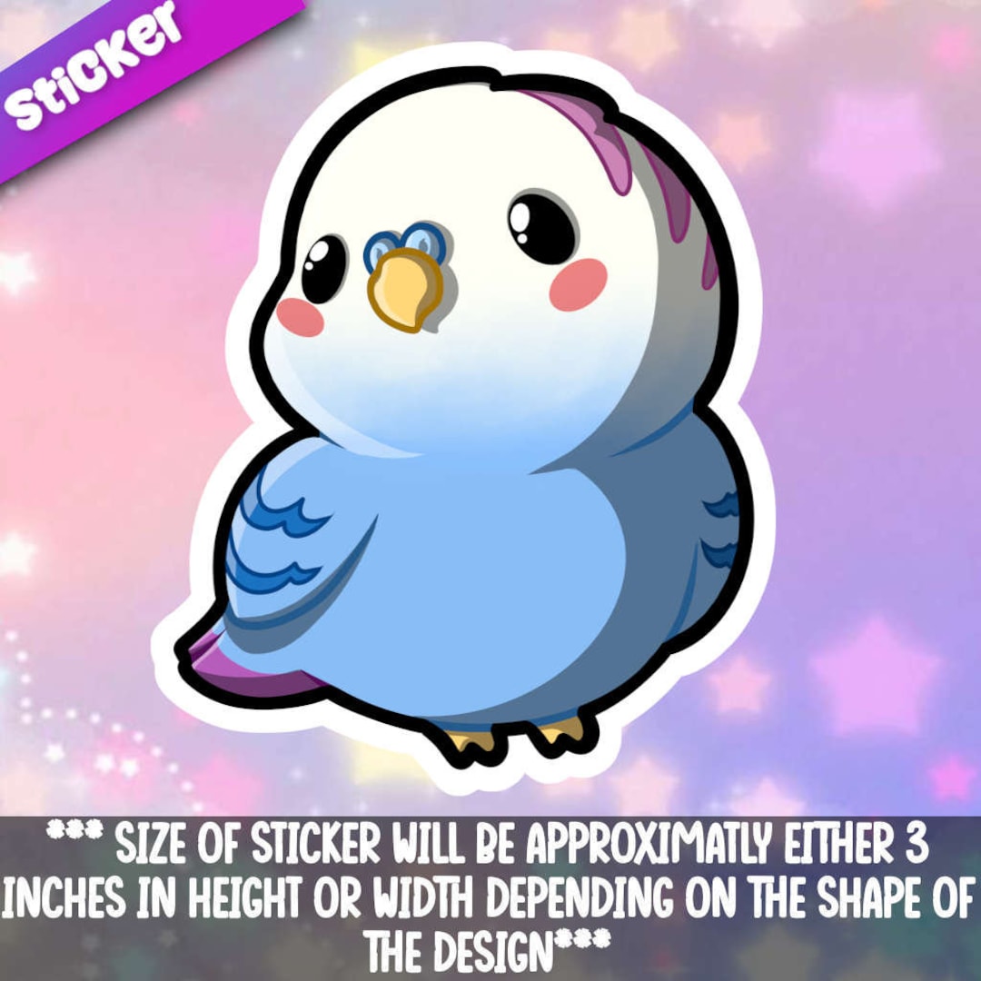 Parakeet Sticker Super Adorable Kawaii Bird Friend-for Laptop, Planner ...