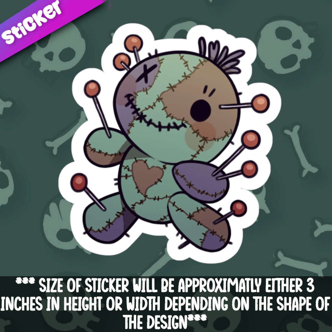 Voodoo Doll Sticker- Creepy Cute Stickers for Laptops, Water Bottles ...