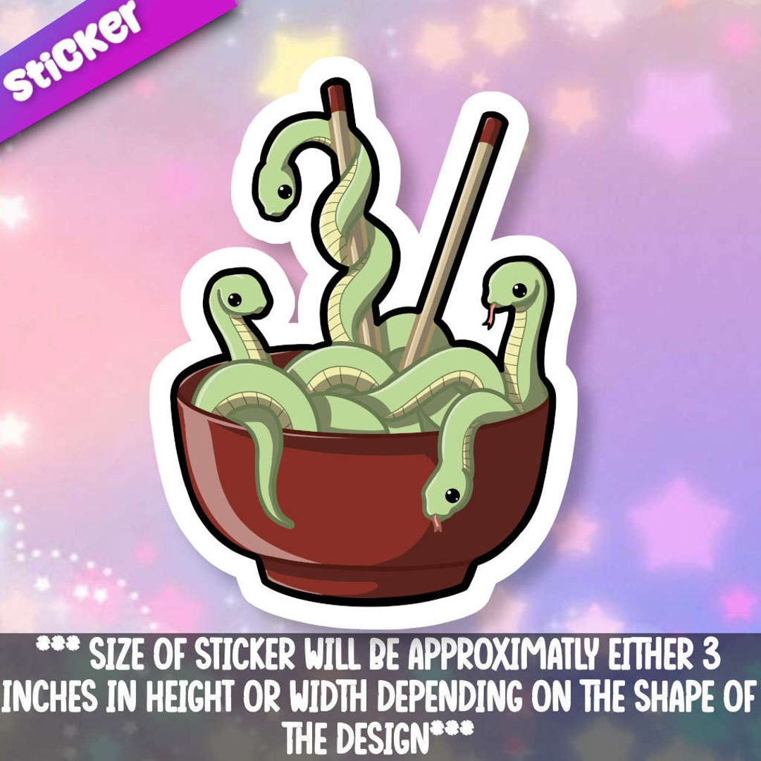 Snake- Ramen Danger Noodles Sticker Friend-for Laptop, Planner, Phone ...