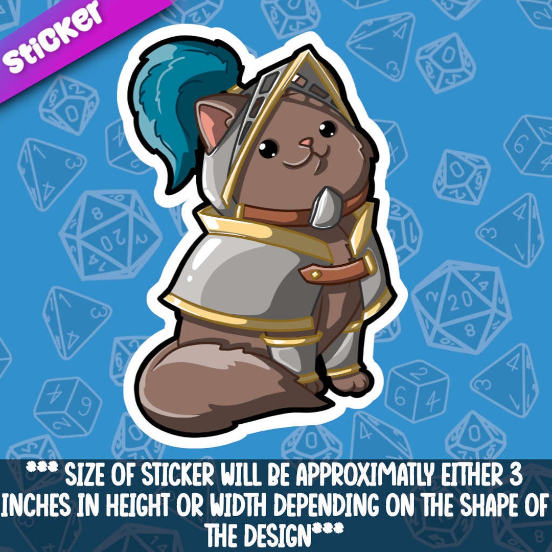Cat- Paladin Sticker. Adorable Kawaii Cat Friend-for Laptop, Planner ...