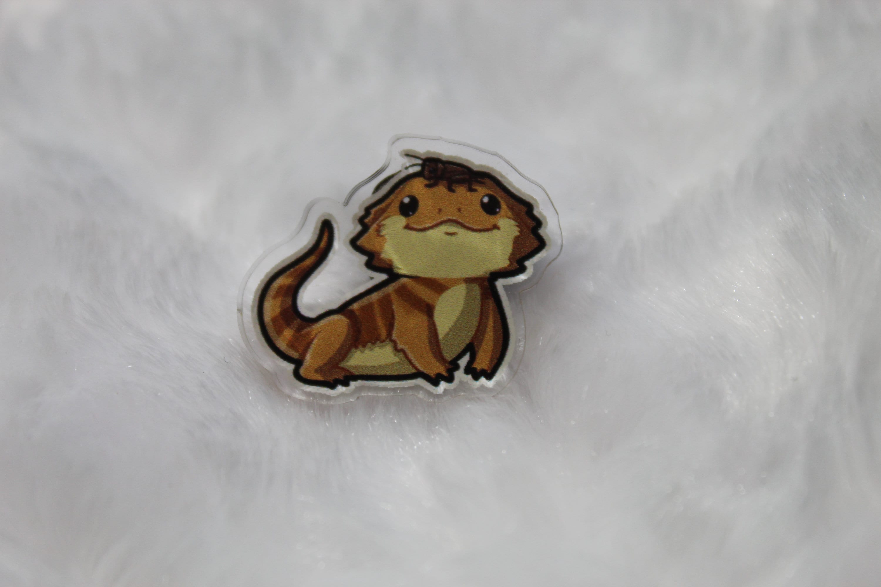 Super Kawaii Bearded Dragon with a cricket acrylic pin | Etsy