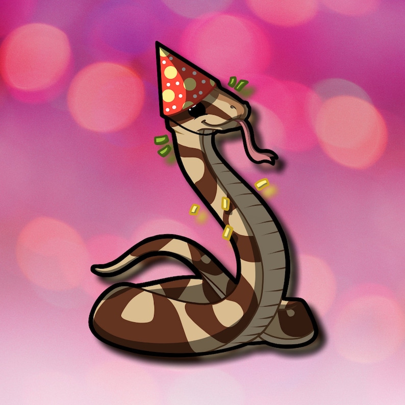 Snake-happy Birthday Party Hat Sticker! Adorable Little Reptile-for ...