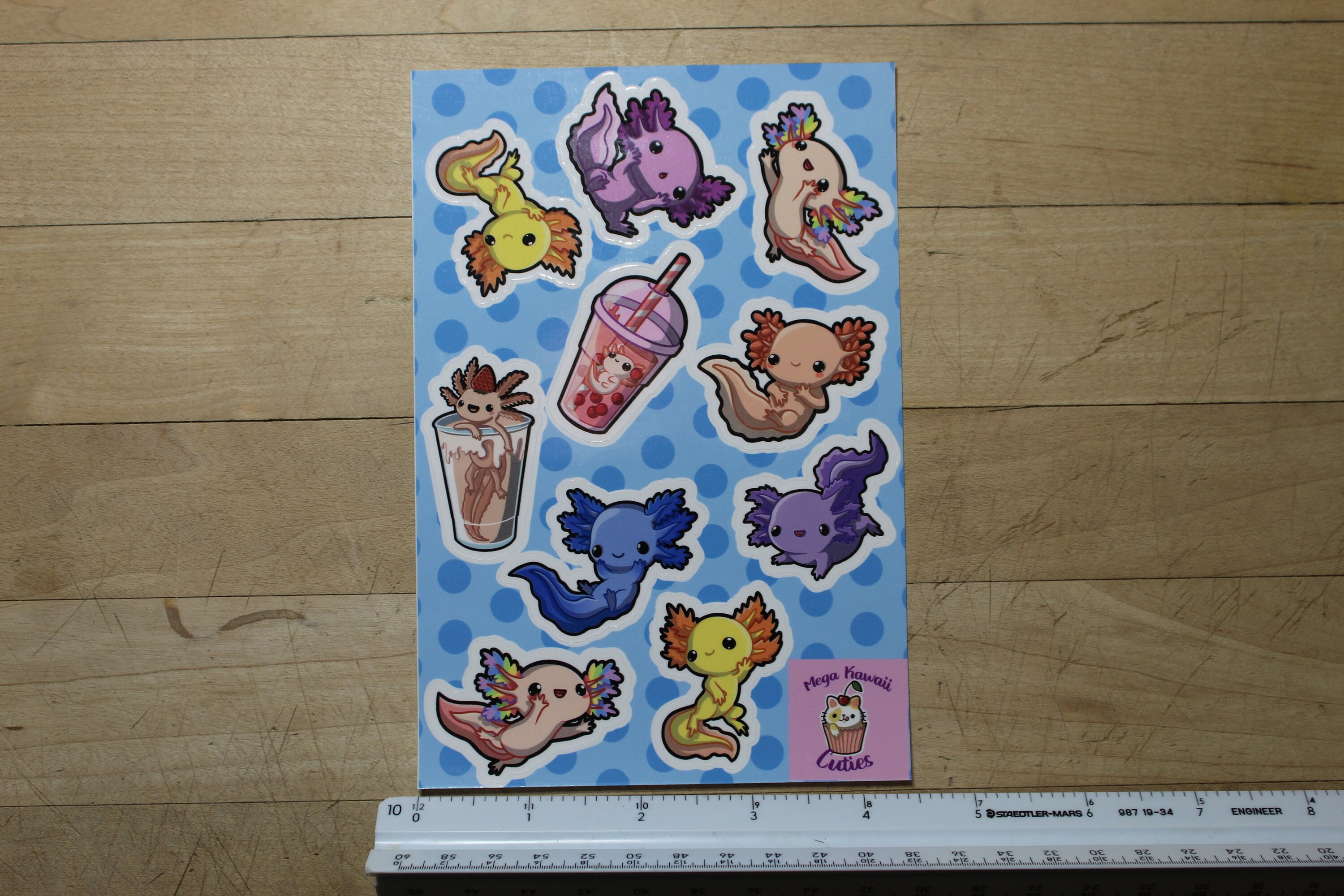 Axolotl Sticker Sheet. Super Adorable Kawaii Amphibian Friend-for ...