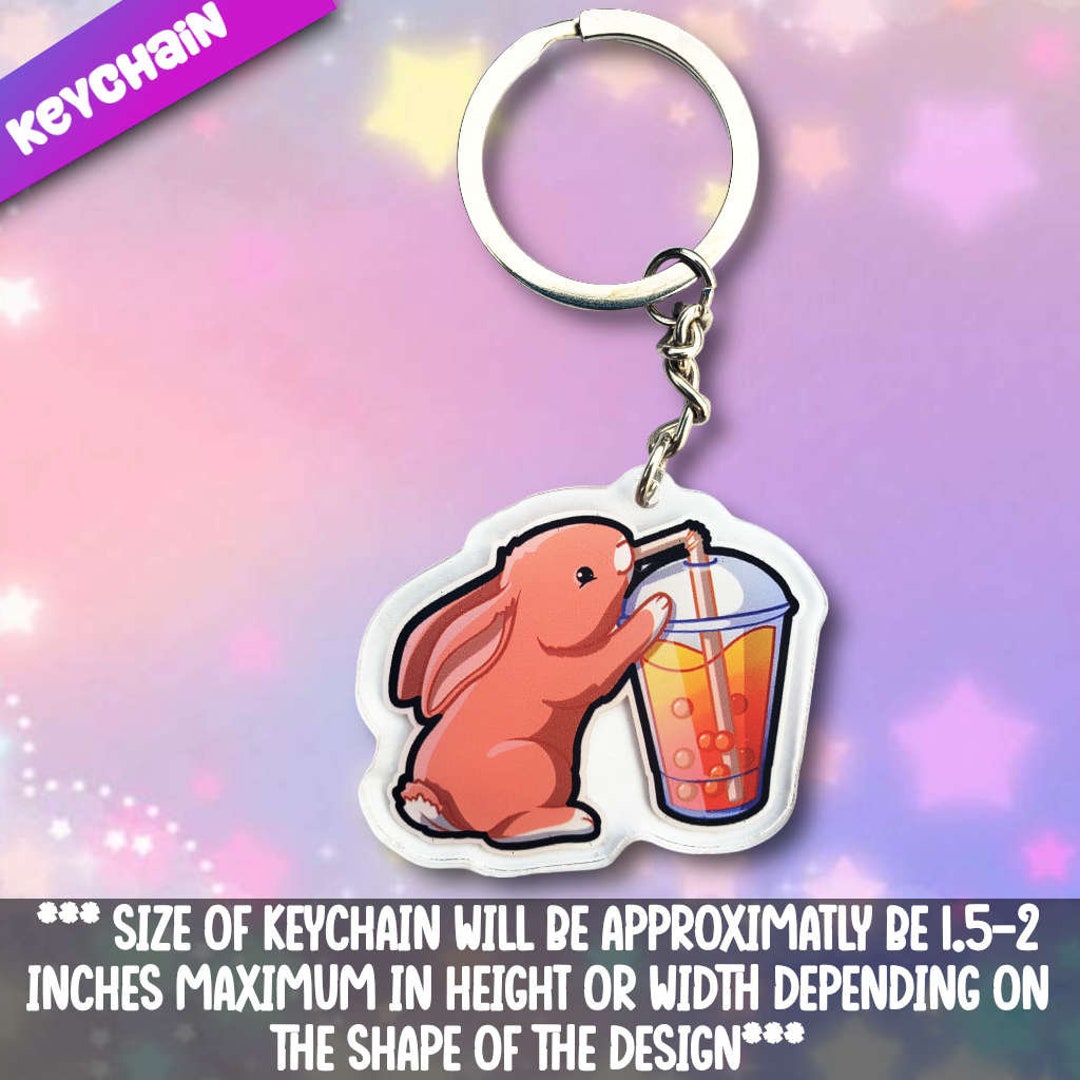 Rabbit Drinking Boba Keychain. Adorable Sassy Keychains to Hang on Your ...