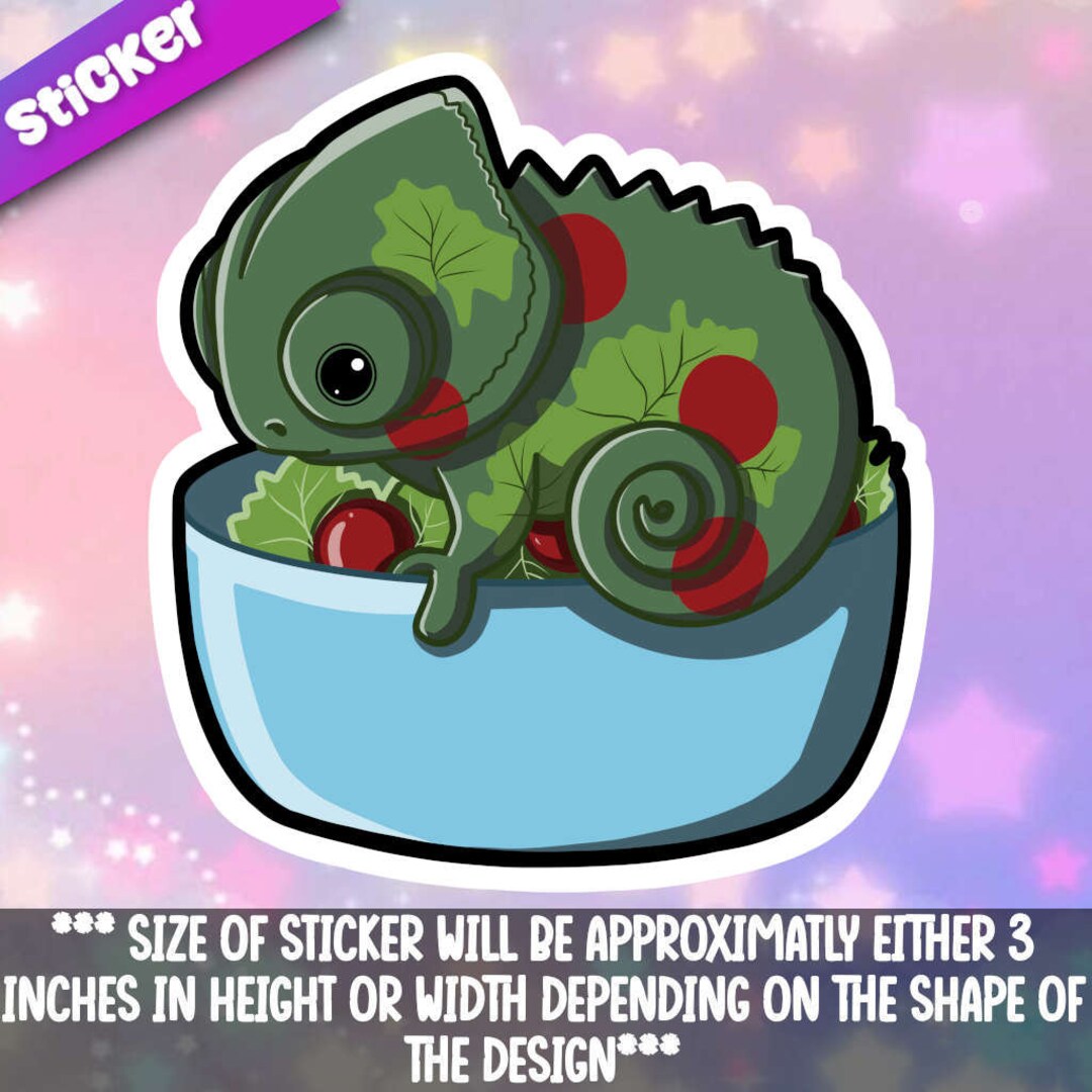 Chameleon Salad Sticker Super Adorable Kawaii Reptile Friend-for Laptop ...