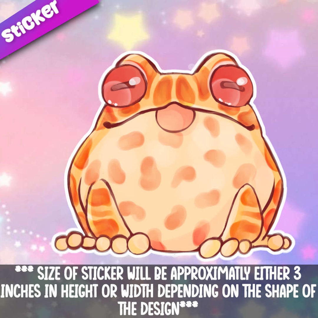 Strawberry Pac-man Frog Sticker. Super Adorable Kawaii Amphibian Friend ...