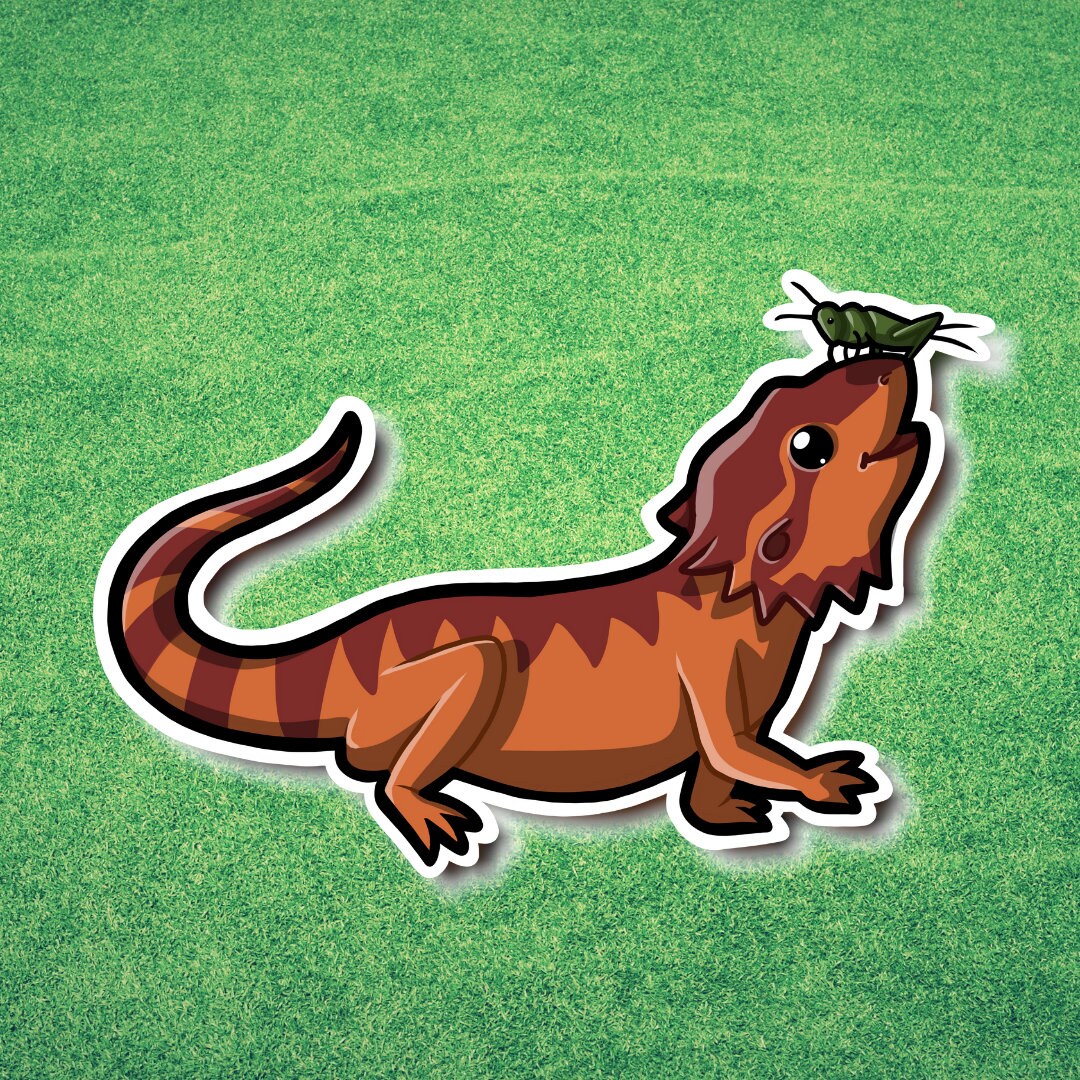 Super Kawaii Bearded Dragon With a Cricket Adorable Kawaii Reptile ...