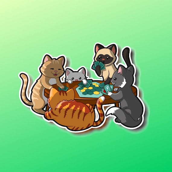 Cute Board Game Playing Kitties Super Adorable Kawaii Cat | Etsy