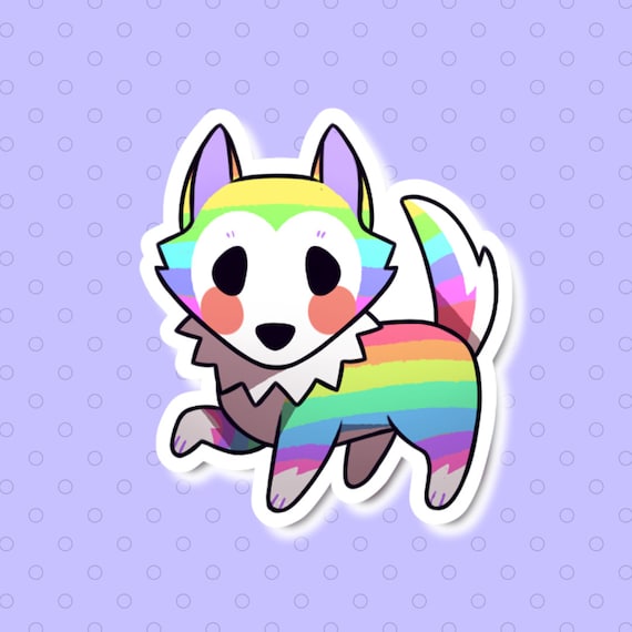 Rainbow Anime Wolf