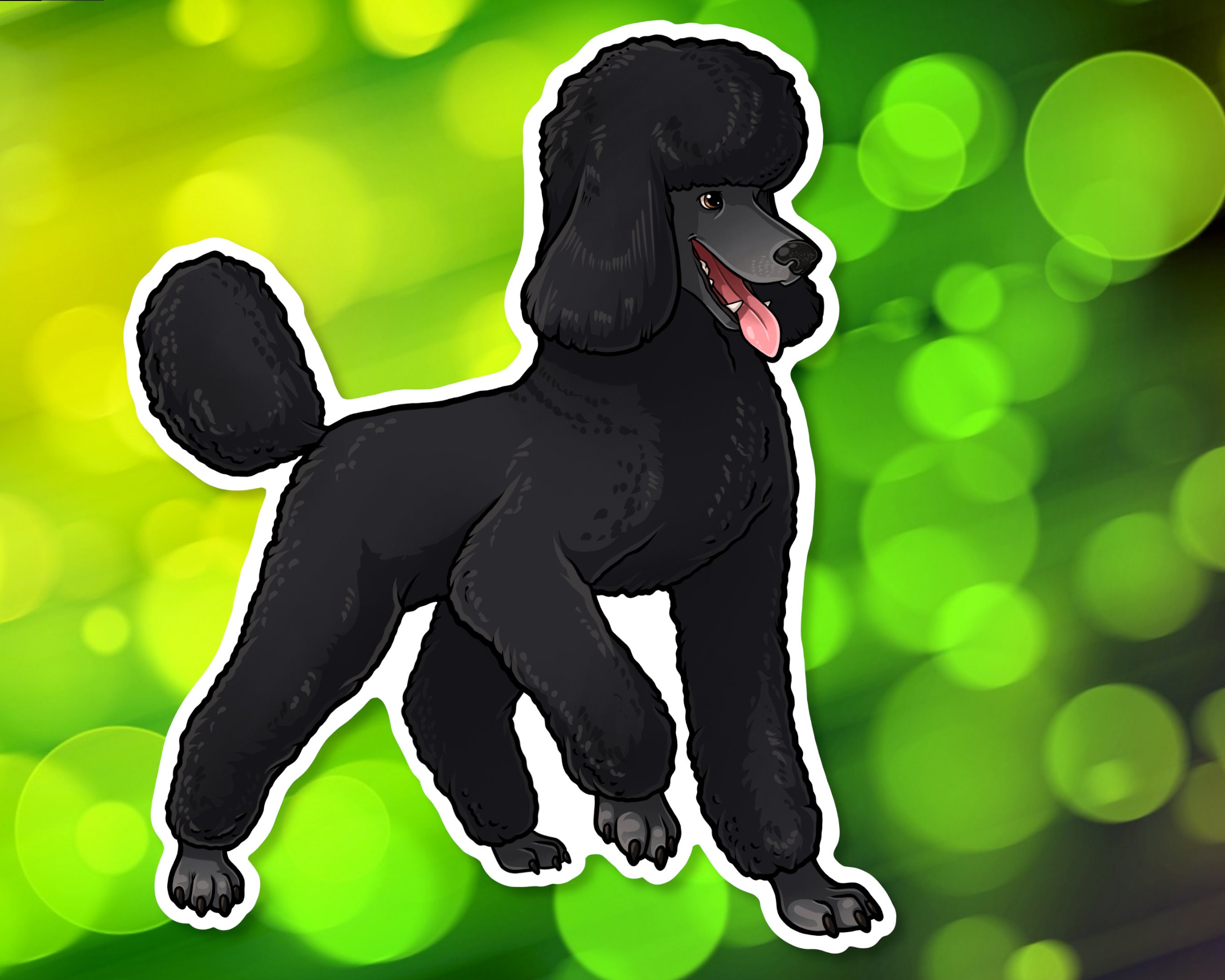 Standard Poodle Super Kawaii Sticker! Adorable Scottie Friend-for