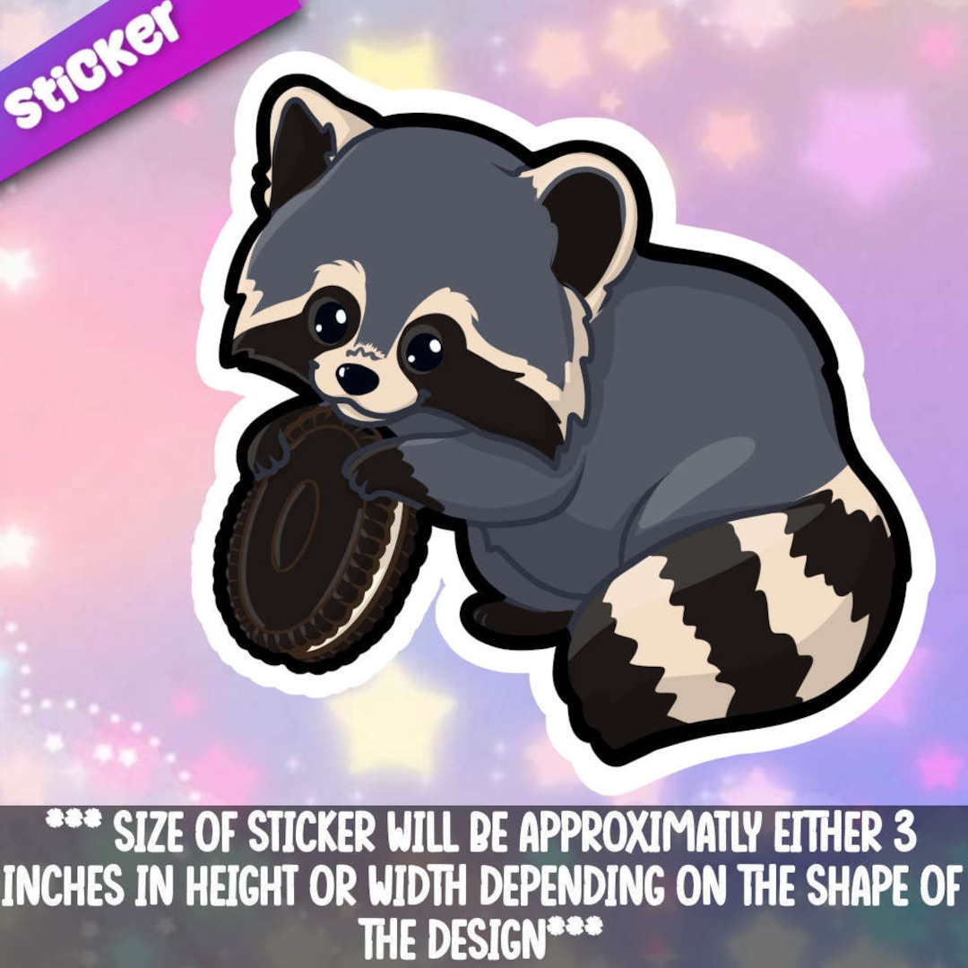 Raccoon With Oreo Sticker- Super Adorable Kawaii Trash Panda Friend-for ...