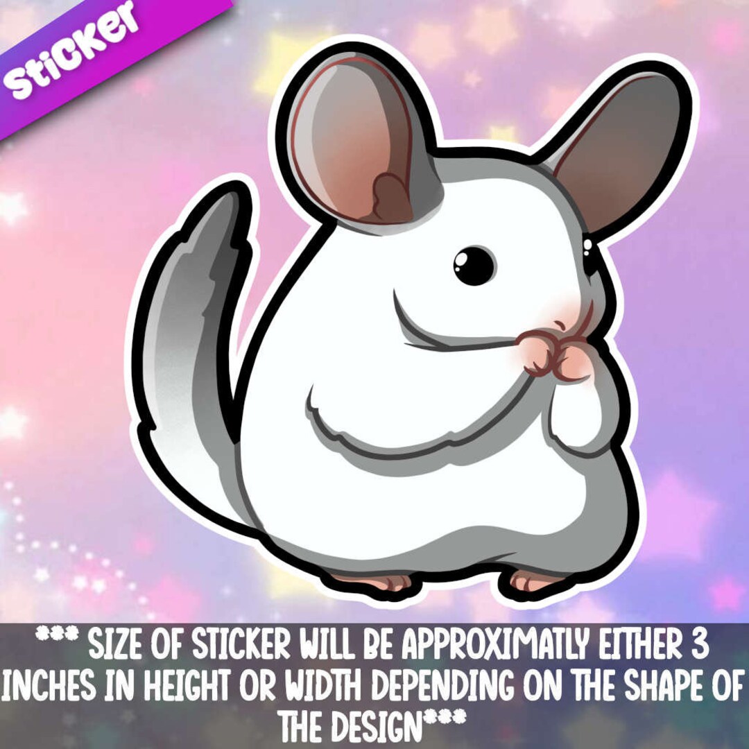 Chinchilla- White Sticker- Kawaii Chinchilla Friend-for Laptop, Planner ...