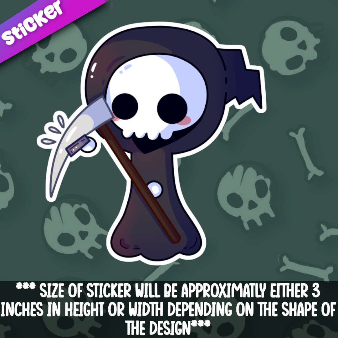 Lil Grimm Sharpening Scythe Creepy Cute Stickers for Laptops, Water ...
