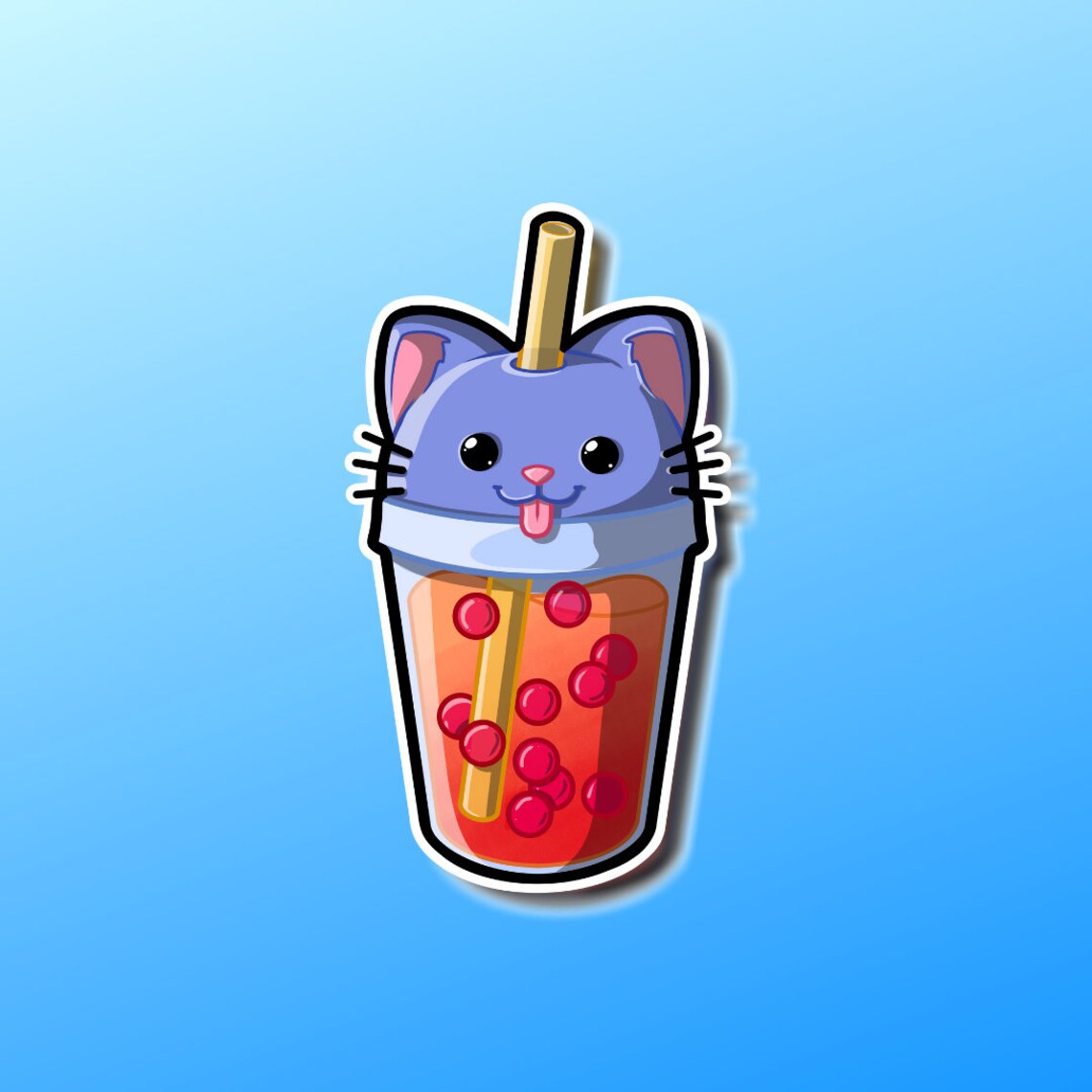 Boba-cat Sticker- Kawaii Cat Boba Buddy Friend-for Laptop, Planner ...