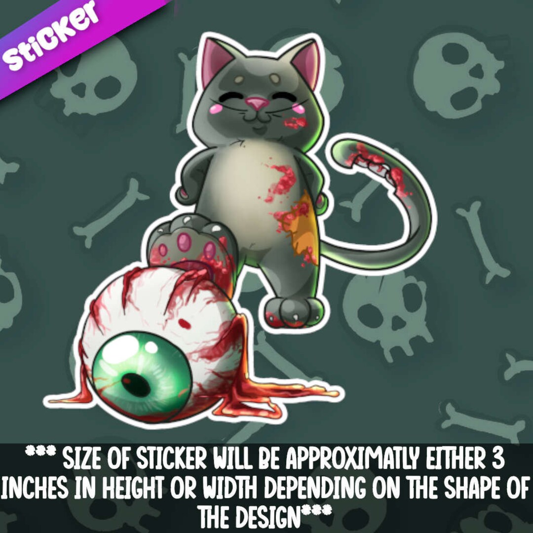 Kitty and Eye 1 Sticker- Creepy Cute Stickers for Laptops, Water ...