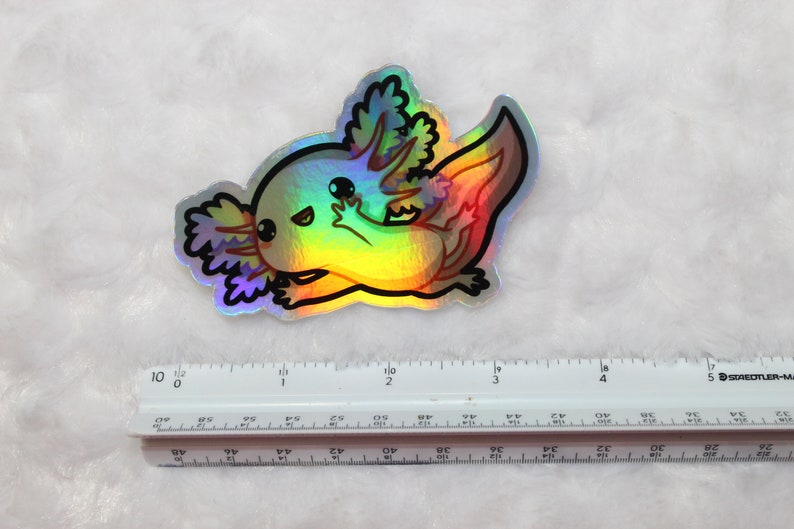Holographic Rainbow Axolotl Adorable Kawaii Amphibian - Etsy