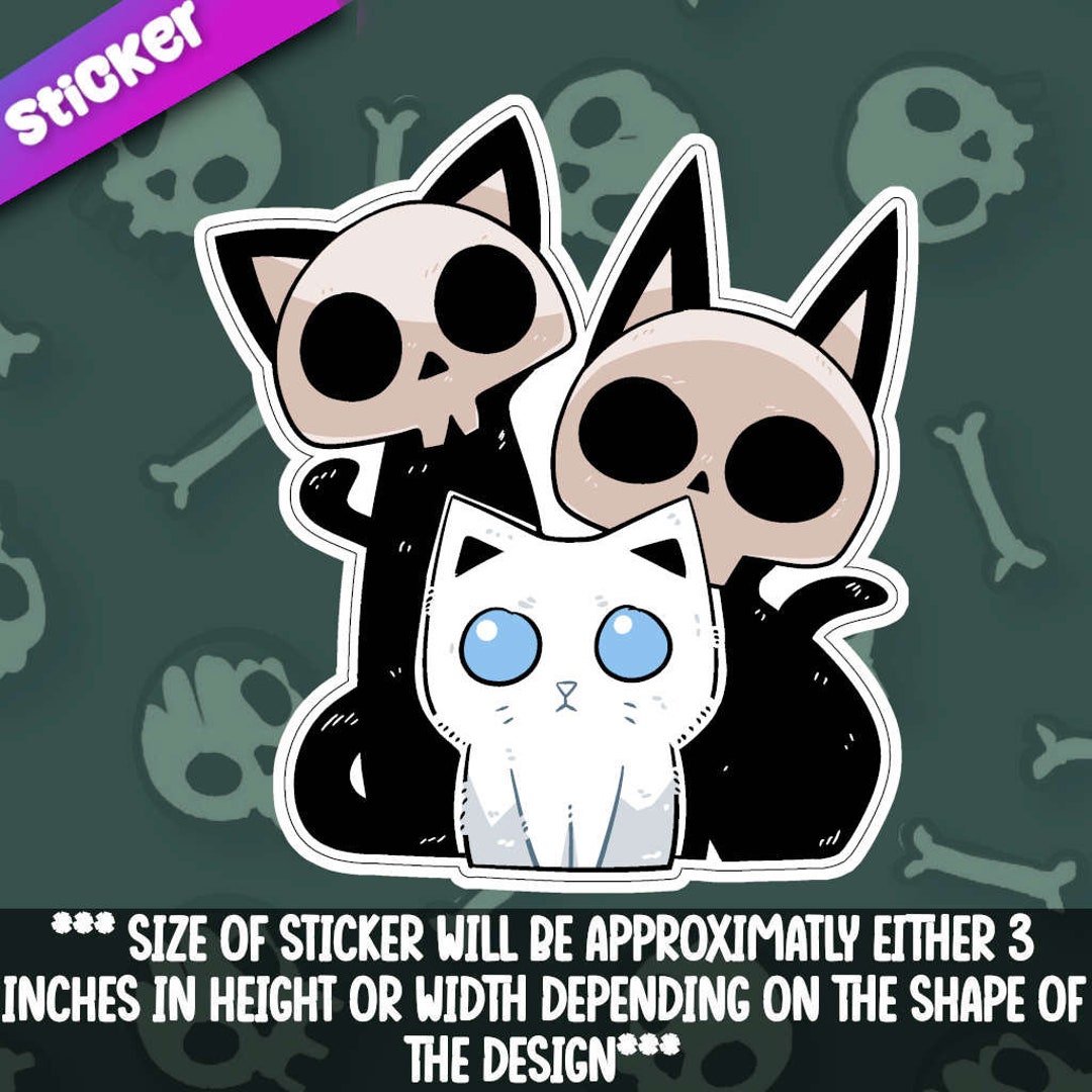 Skull Kitty Family Sticker- Creepy Cute Stickers for Laptops, Water ...