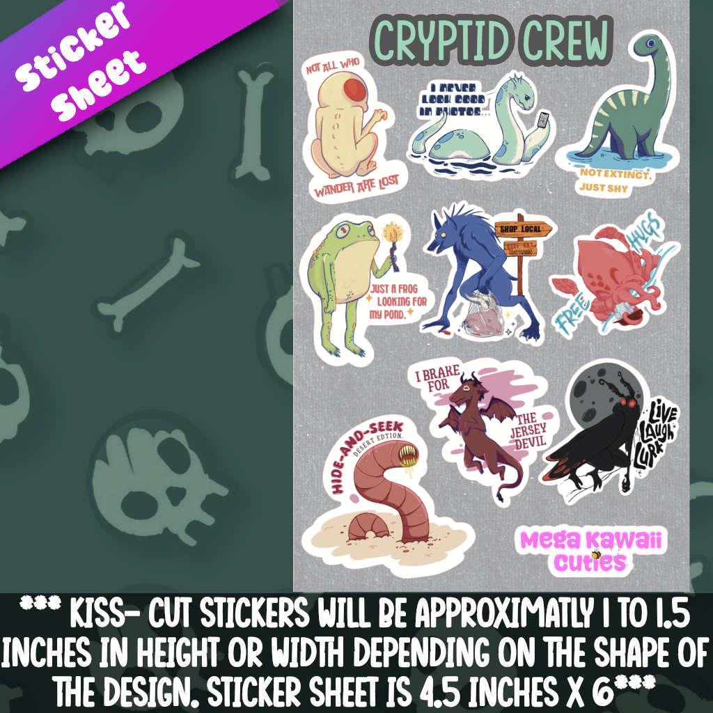 Cryptid Crew -all Mythical Monsters Collections Sticker Sheet -for ...