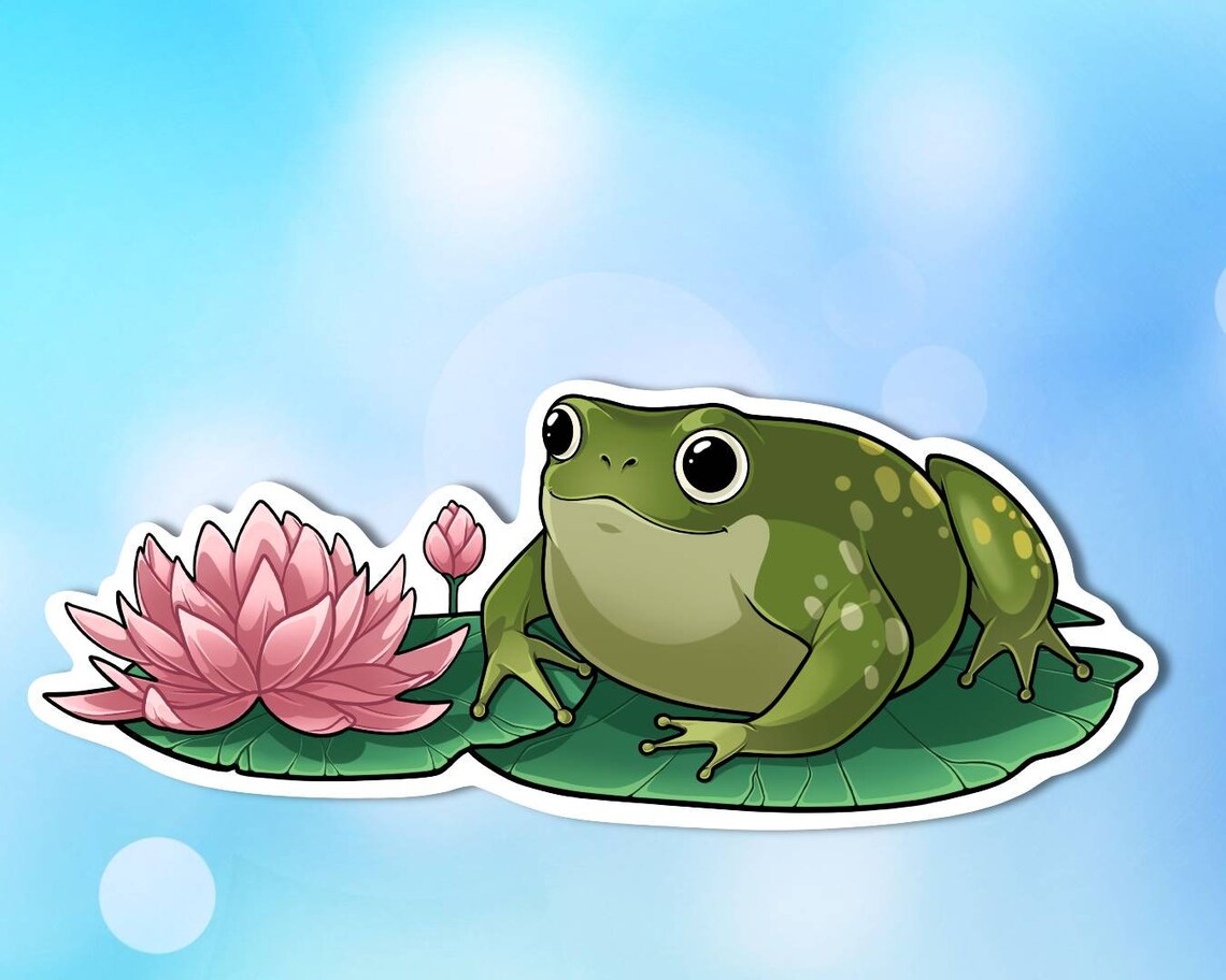 Frog on a Lillypad Animal Sticker Adorable Gift Friend-for - Etsy