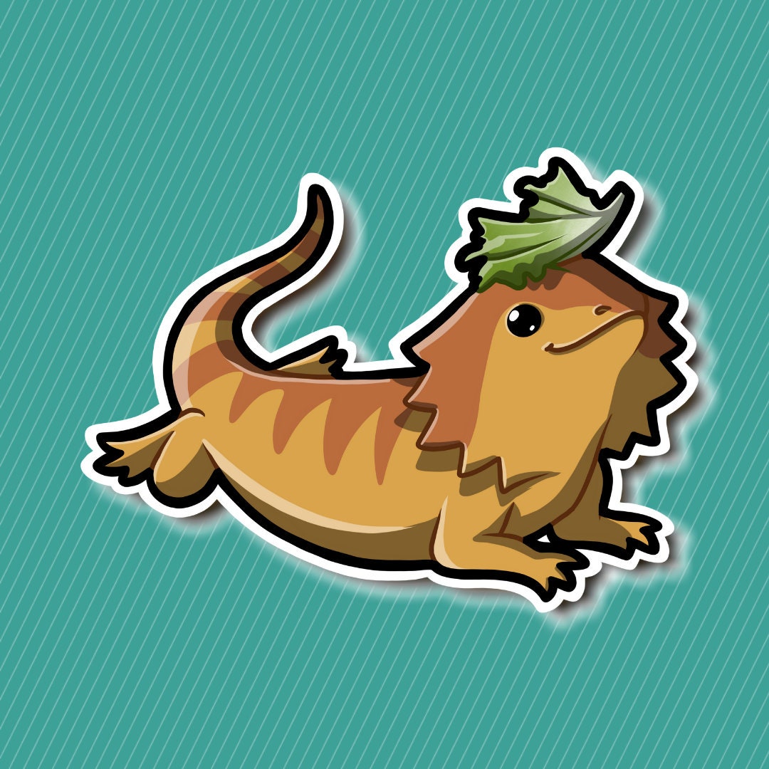 Super Kawaii Bearded Dragon With Lettuce Adorable Kawaii - Etsy