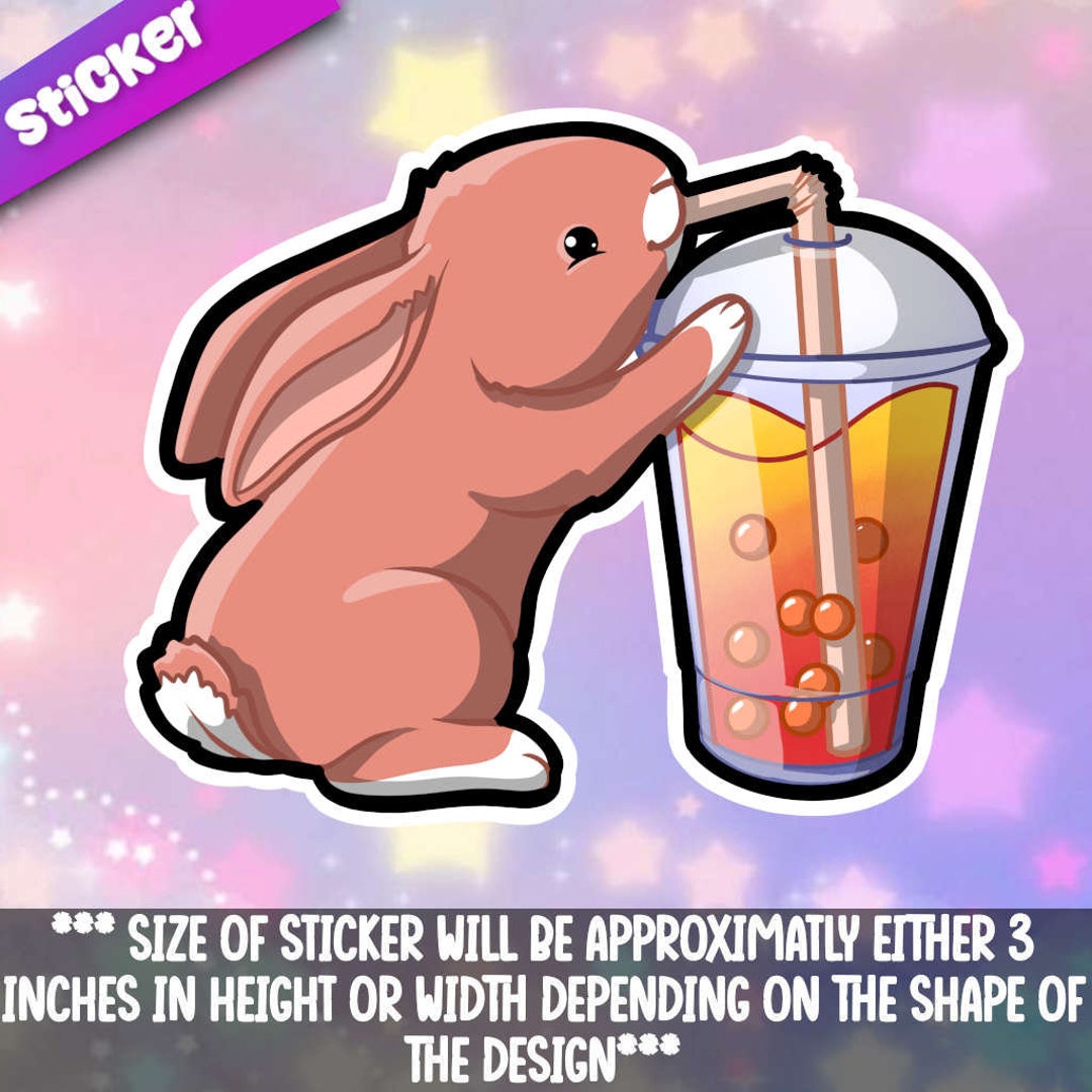 Rabbit Drinking Boba Sticker- Friend-for Laptop, Planner, Phone Case ...