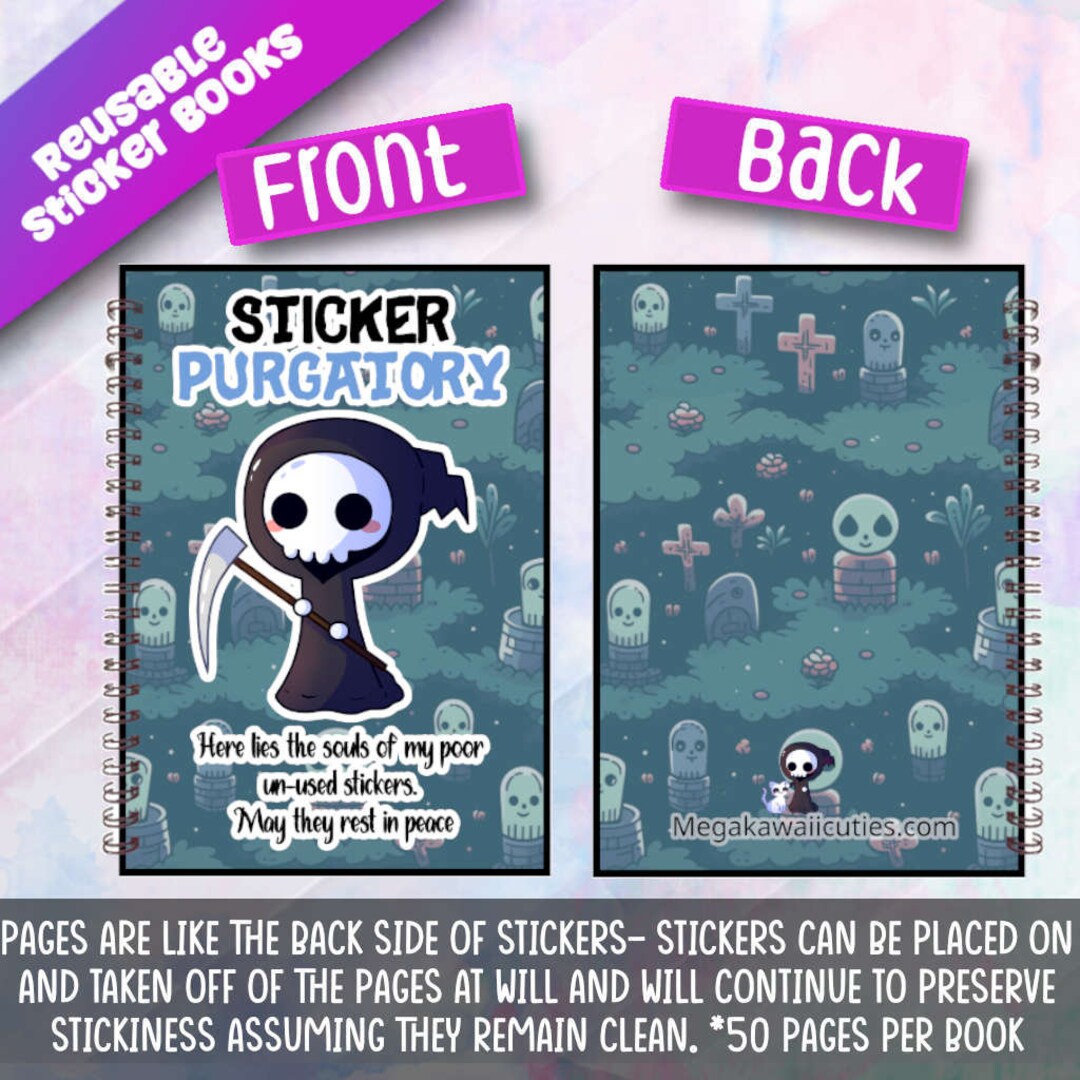 Sticker Purgatory - Reusable Sticker Book- Fifty Pages Made of the Same ...