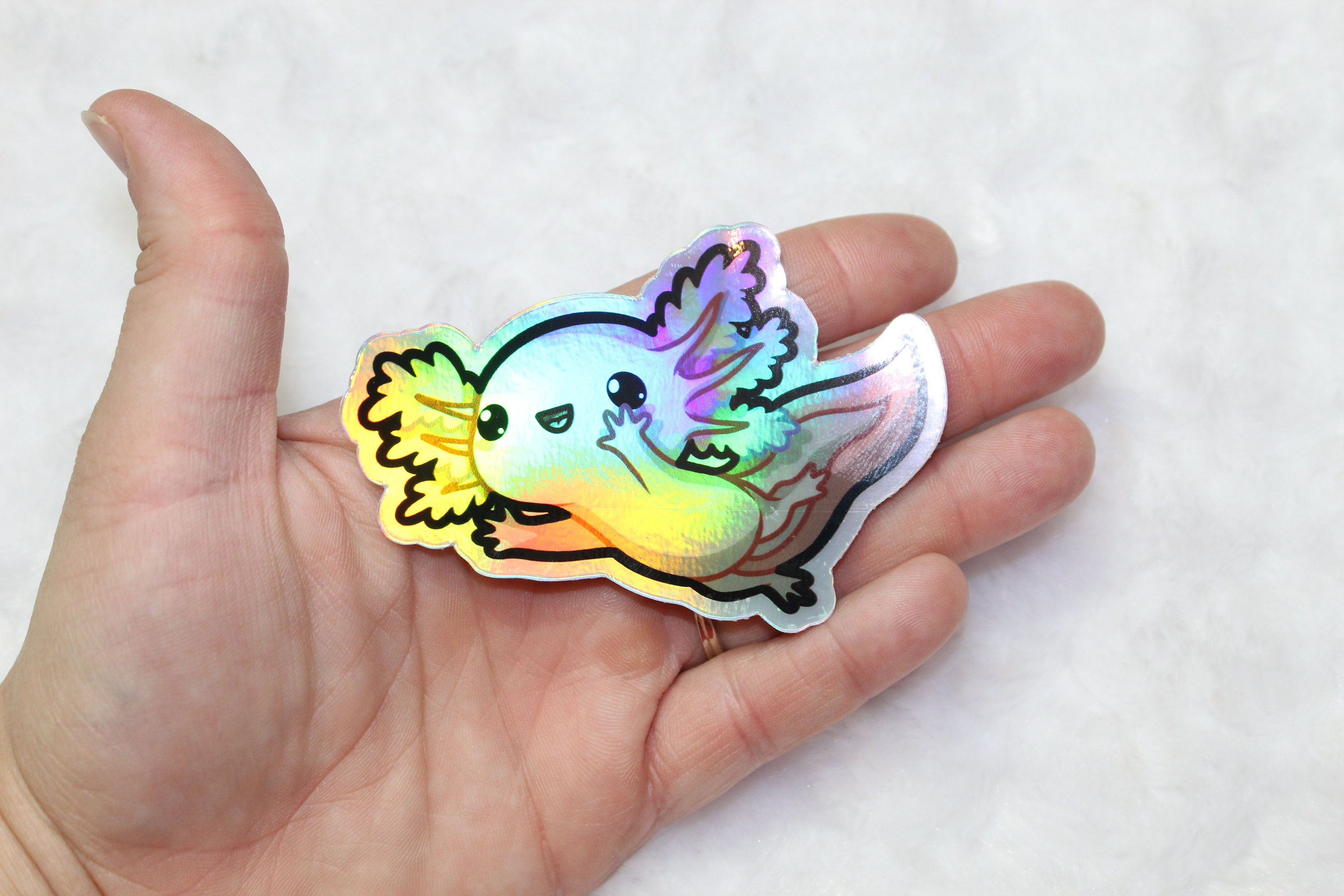 Holographic Rainbow Axolotl Adorable Kawaii Amphibian - Etsy