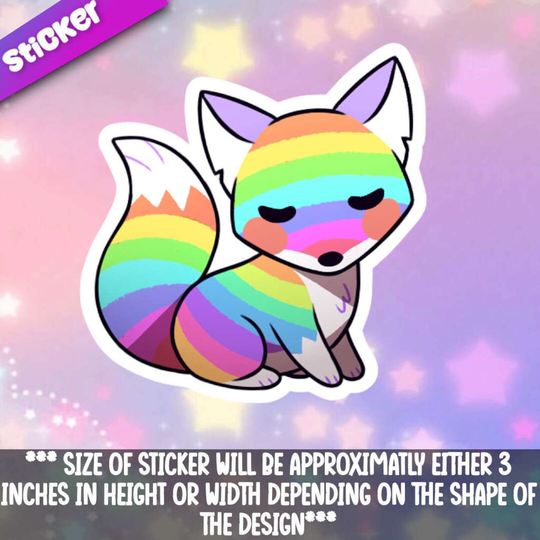 Fox- Rainbow Sticker-for Laptop, Planner, Phone Case + by Mega Kawaii ...