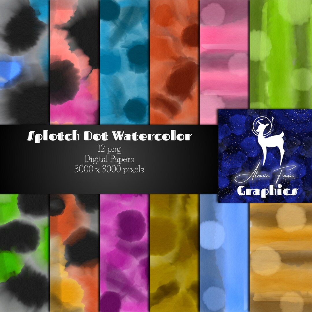 Splotch Dot Watercolor Digital Paper, Digital Paper Pack, Background ...