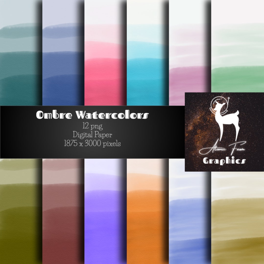 Ombre Watercolor Digital Paper, Digital Paper Pack, Background Texture ...