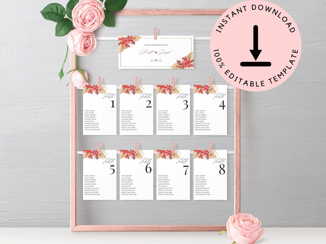 Hanging Seating Chart, Wedding Seating Chart Board, Wedding Seating ...