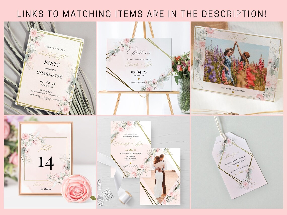 Blush Pink Floral Change the Date Template Change of Plans - Etsy