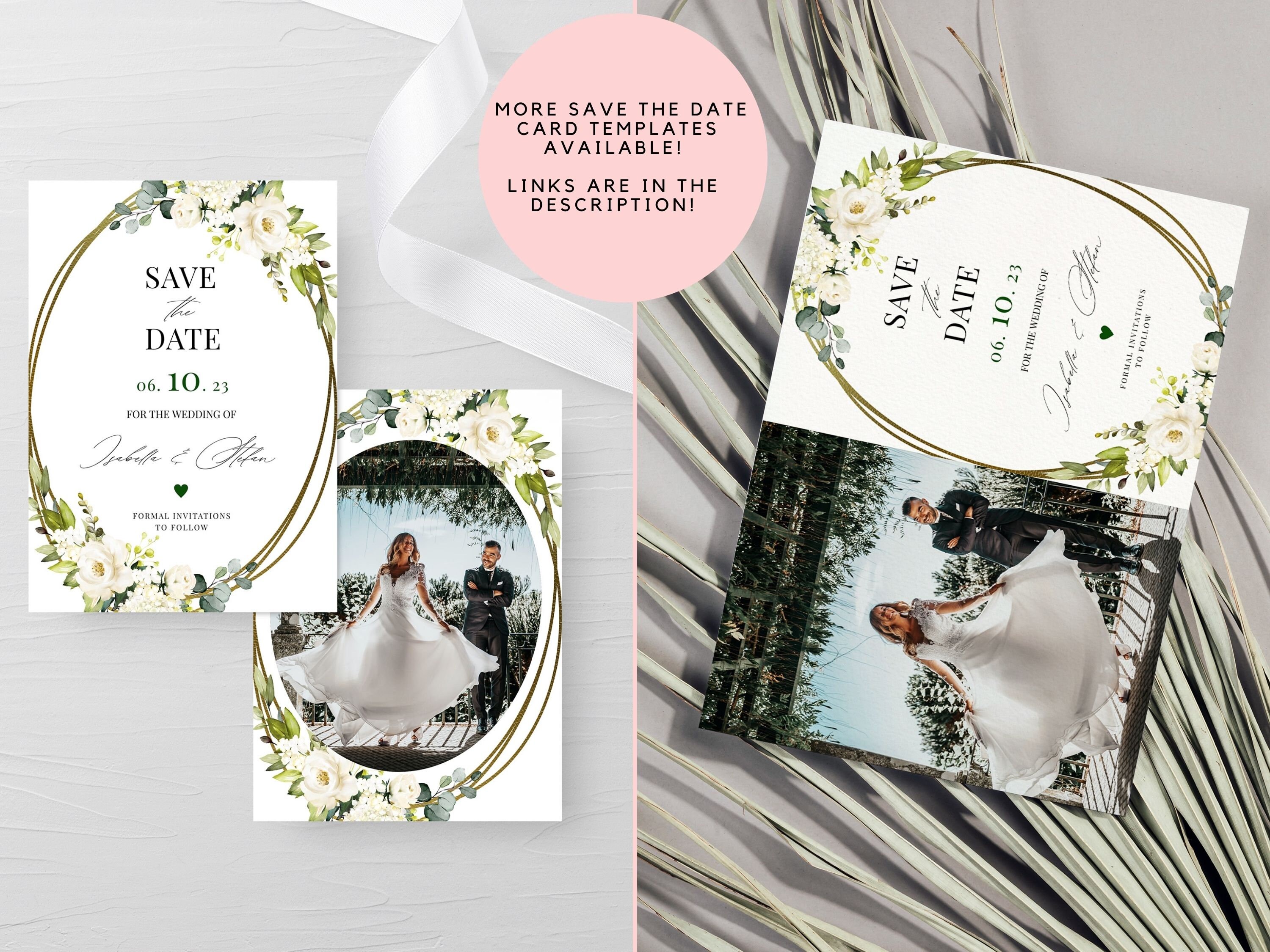 White Roses Save the Date Template Save the Date/wedding - Etsy UK
