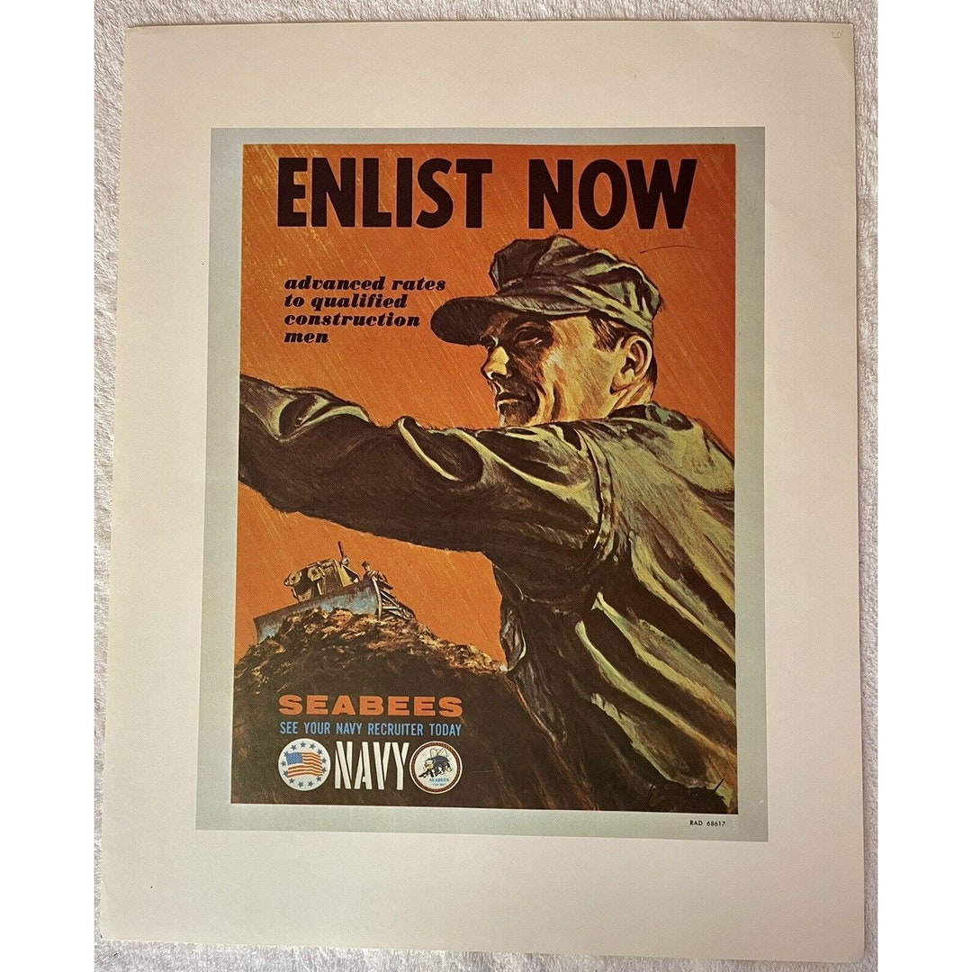 US Navy Recruitment Enlistment Poster Navy Unused Patriotic ...