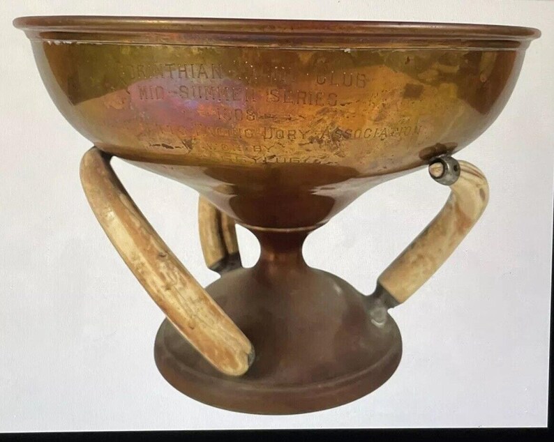 Large 1908 Corinthian Yacht Club Dory Racing Trophy Copper Tusks ...