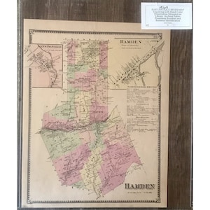 Antique 1869 Map of Hamden New York Hand Colored Engraving Map on ...