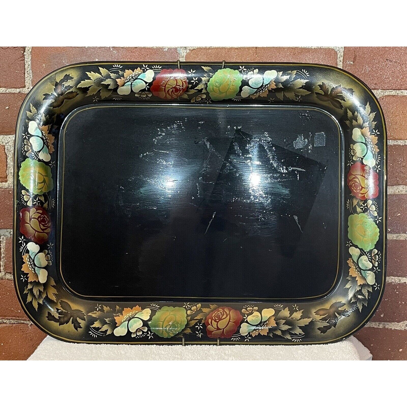Hand Painted Tole Ware Tray Mid Century American Floral Design - Etsy