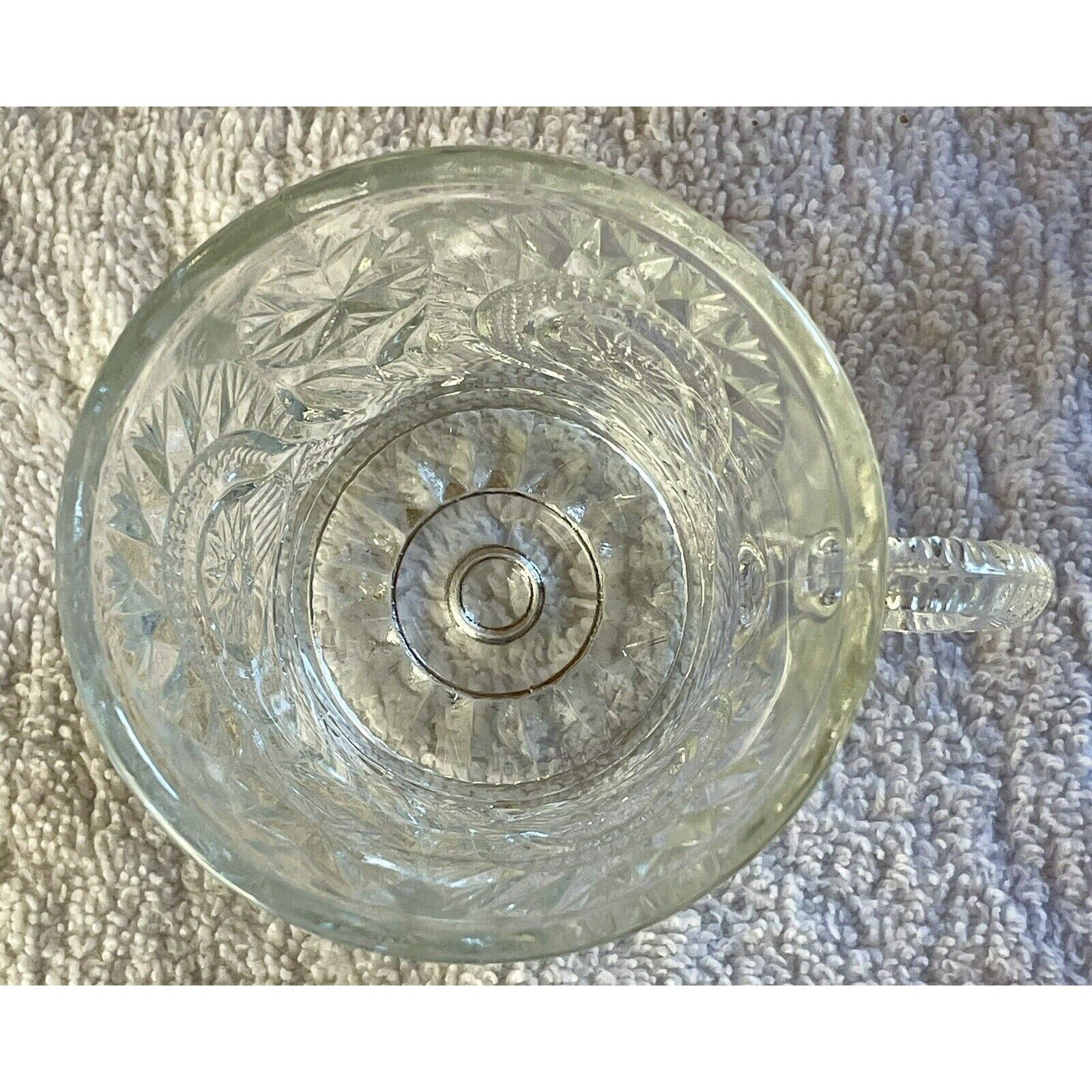 Extra Large Pressed Sawtooth Cut Glass Punch Serving Bowl Pedestal Tray ...