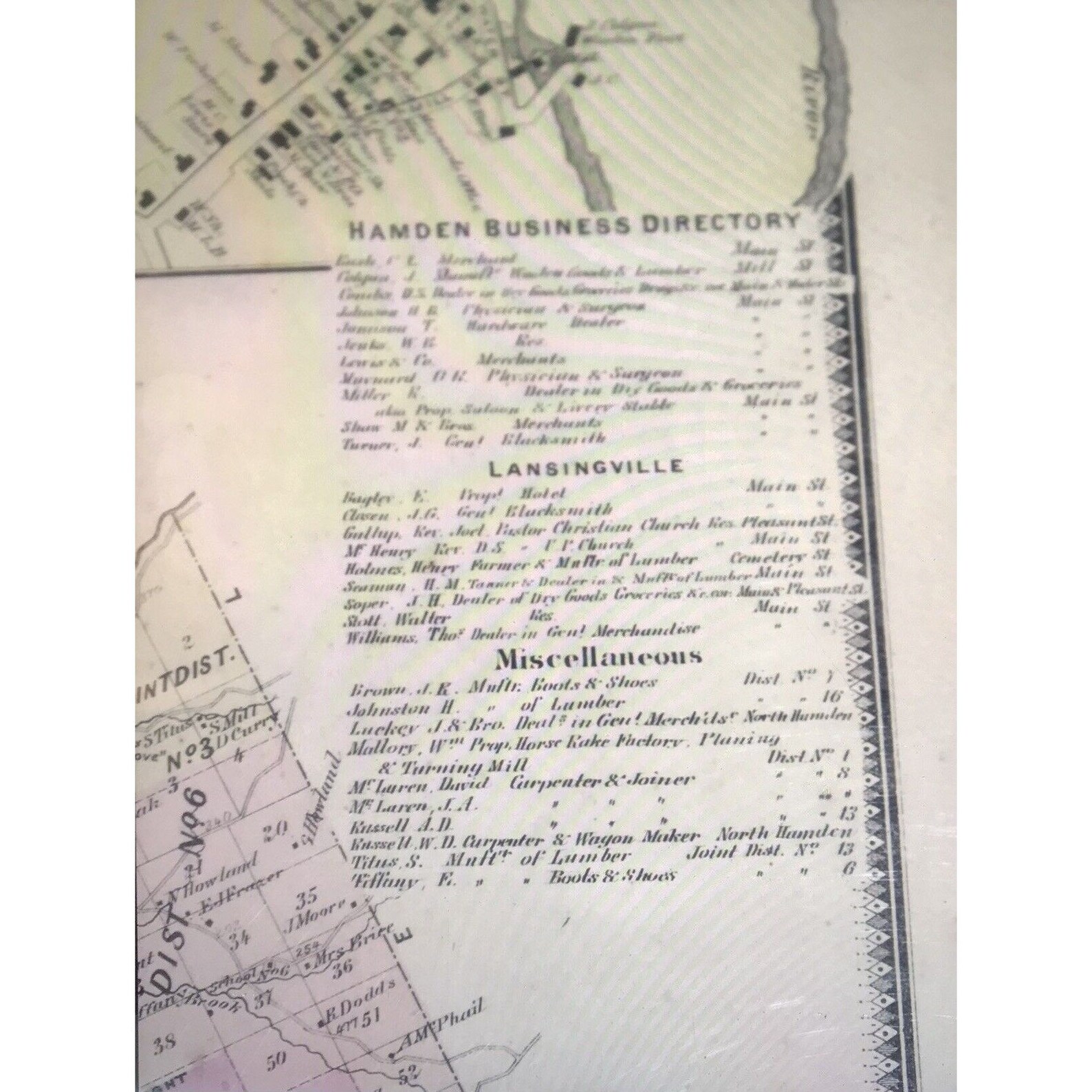 Antique 1869 Map of Hamden New York Hand Colored Engraving Map on ...