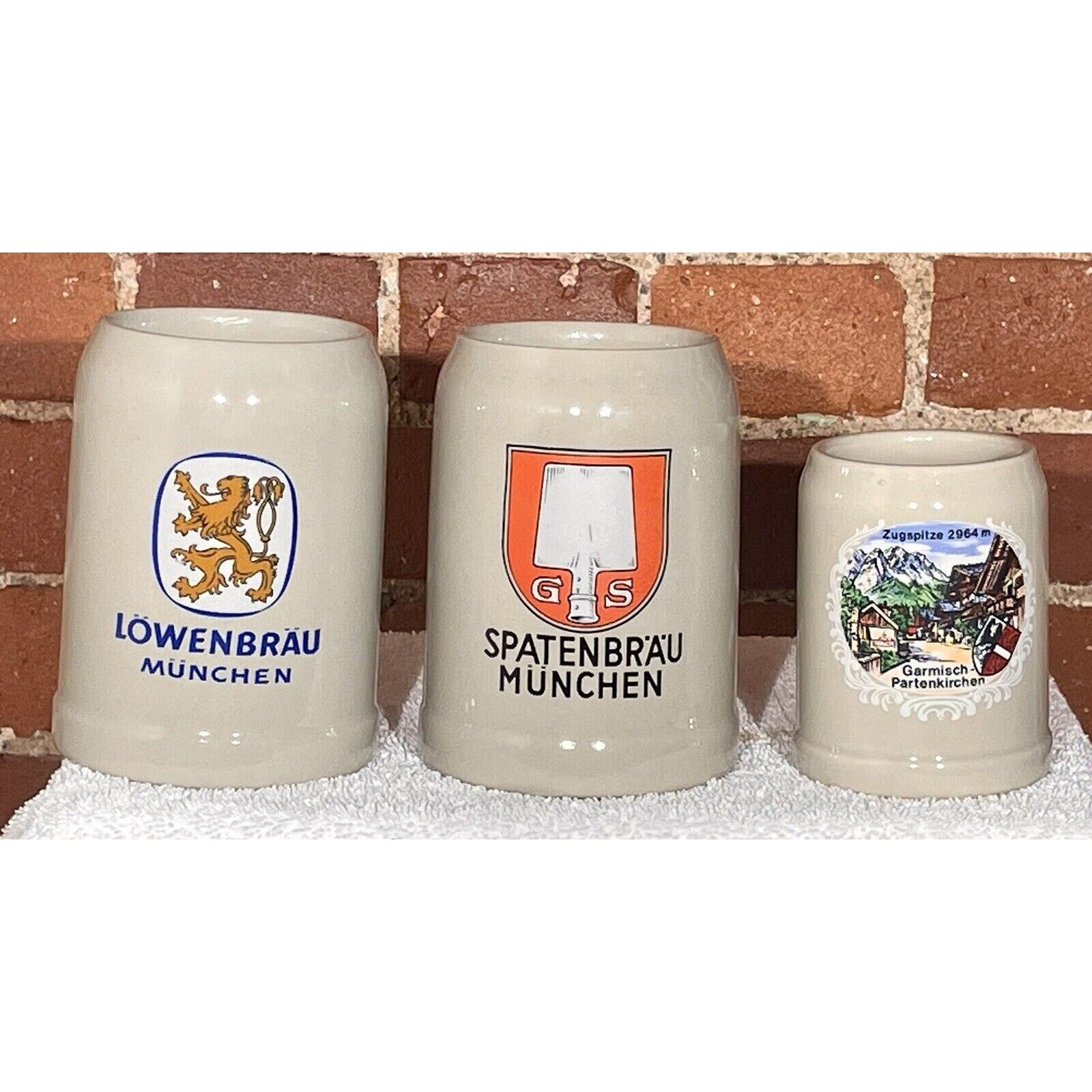 3 Vintage German Beer Stein Lowenbrau Spatenbrau Munich Collectible ...