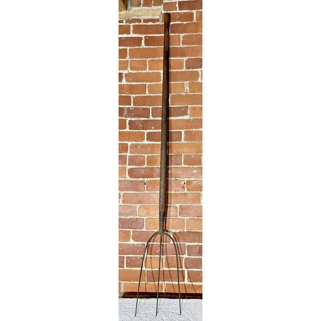 Antique Wooden Pitchfork Hay Fork Primitive Rustic Country Farm Tool ...