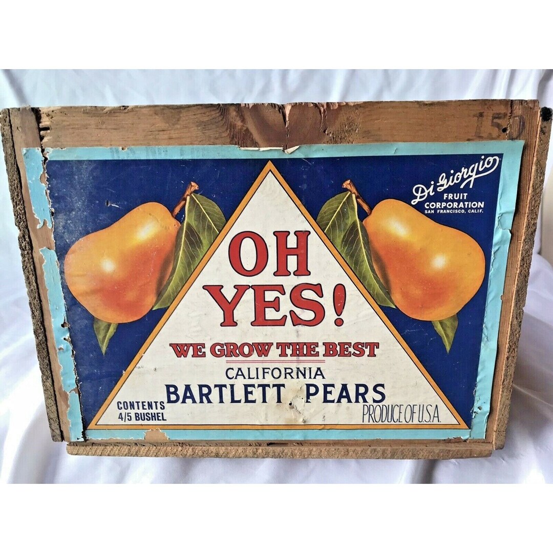 Rare Vintage OH YES! Brand Fruit Crate Shipping Box Bartlett Pears ...