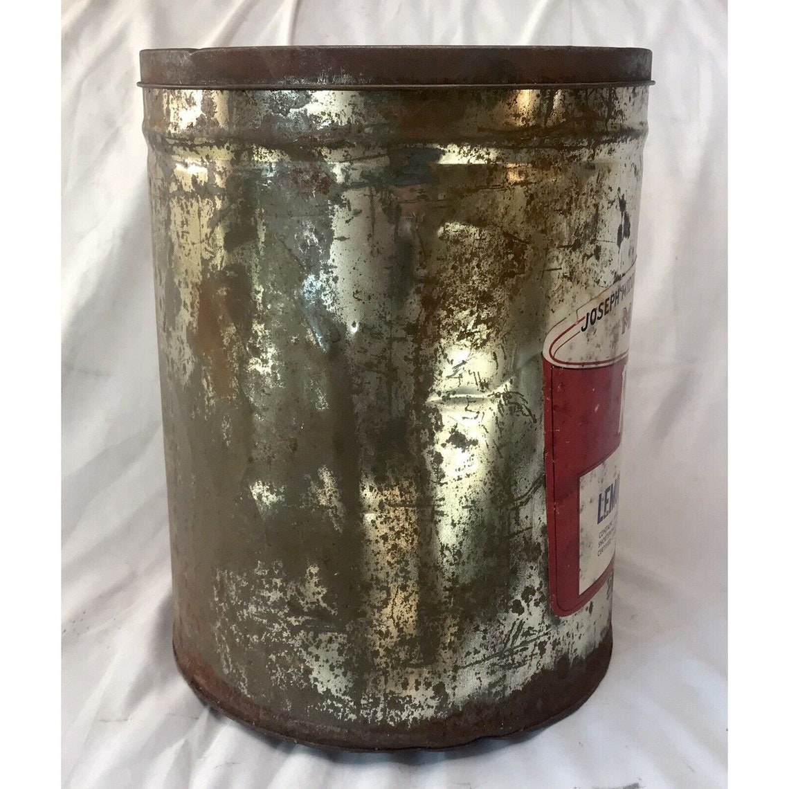 Vintage Advertising Red Pail Brand Tin Bucket Lemon Creme Flavor Pie ...