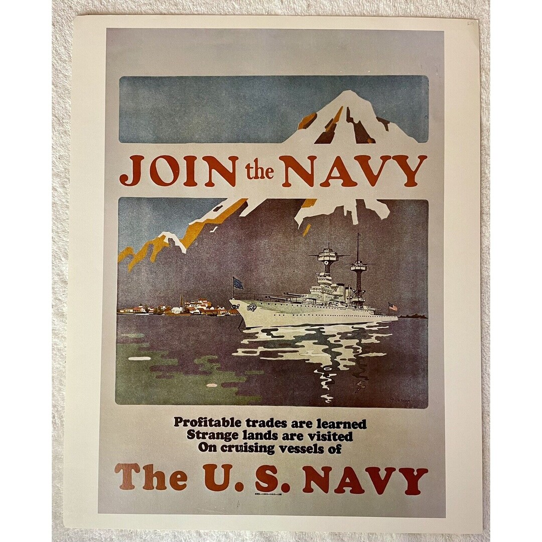 US Navy Recruitment Enlistment Poster Navy Unused Patriotic ...