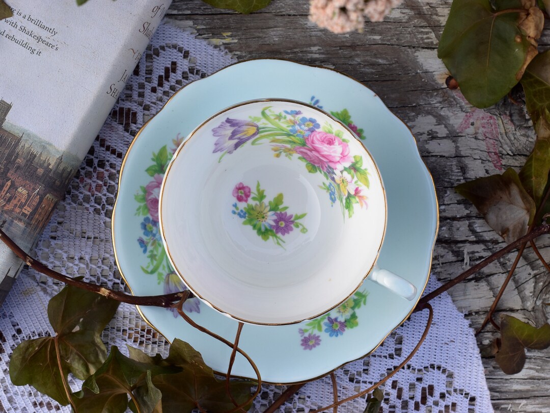 EB Foley 'foley Tulip' in Blue Cup and Saucer - Etsy