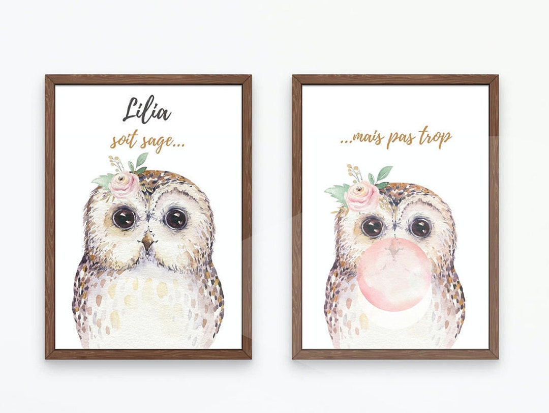 Establecer carteles personalizables para niños búhos, pósters para ...
