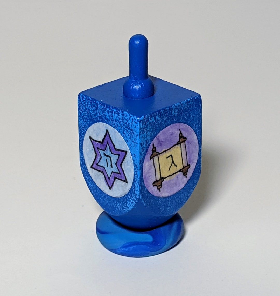 Hand-painted Wooden Jewish Symbols Dreidel With Stand: Hanukkah Gift - Etsy
