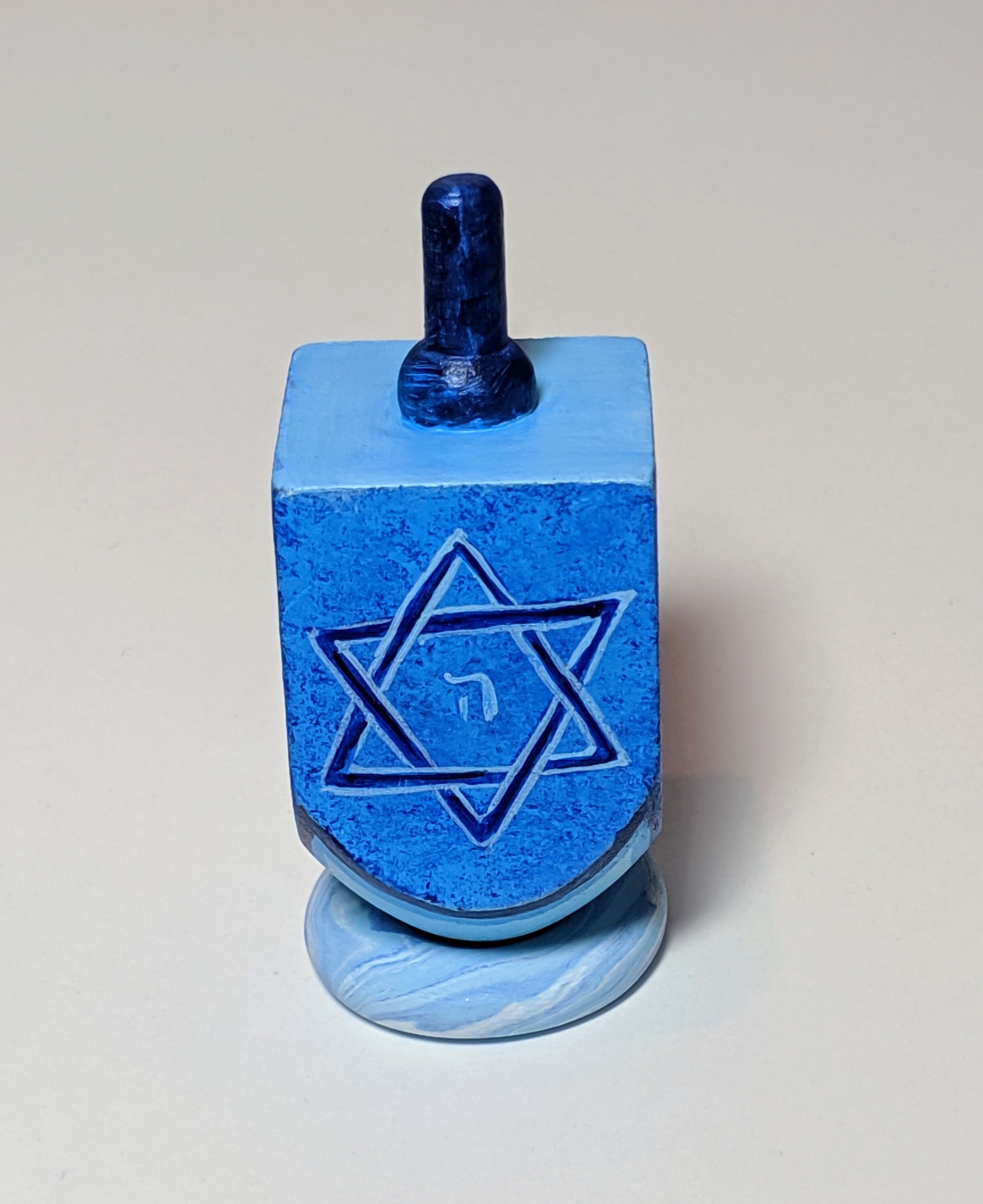 Hand Painted Wooden Dreidel With Star of David and Stand: Hanukkah Gift ...